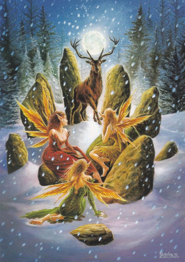 “Yule Stag” Fantasy Yule Card by Briar | Dragonrat Jewellery